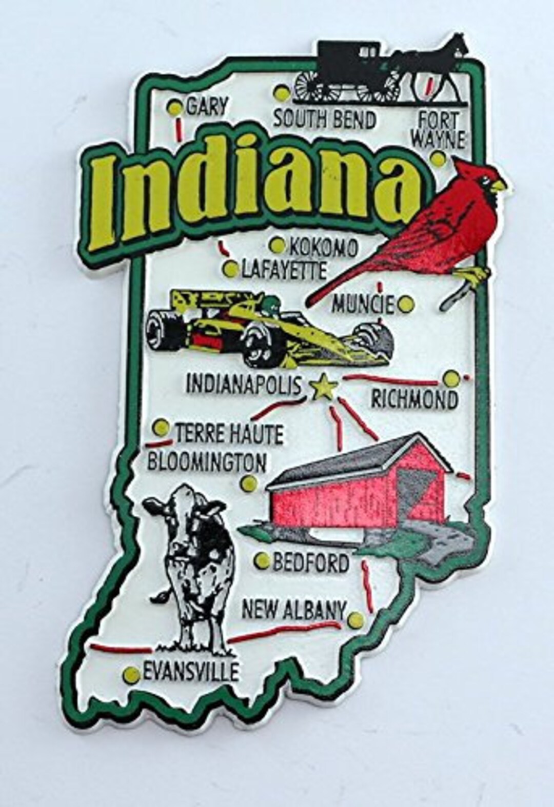 Indiana State Map and Landmarks Collage Fridge Collectible Souvenir ...