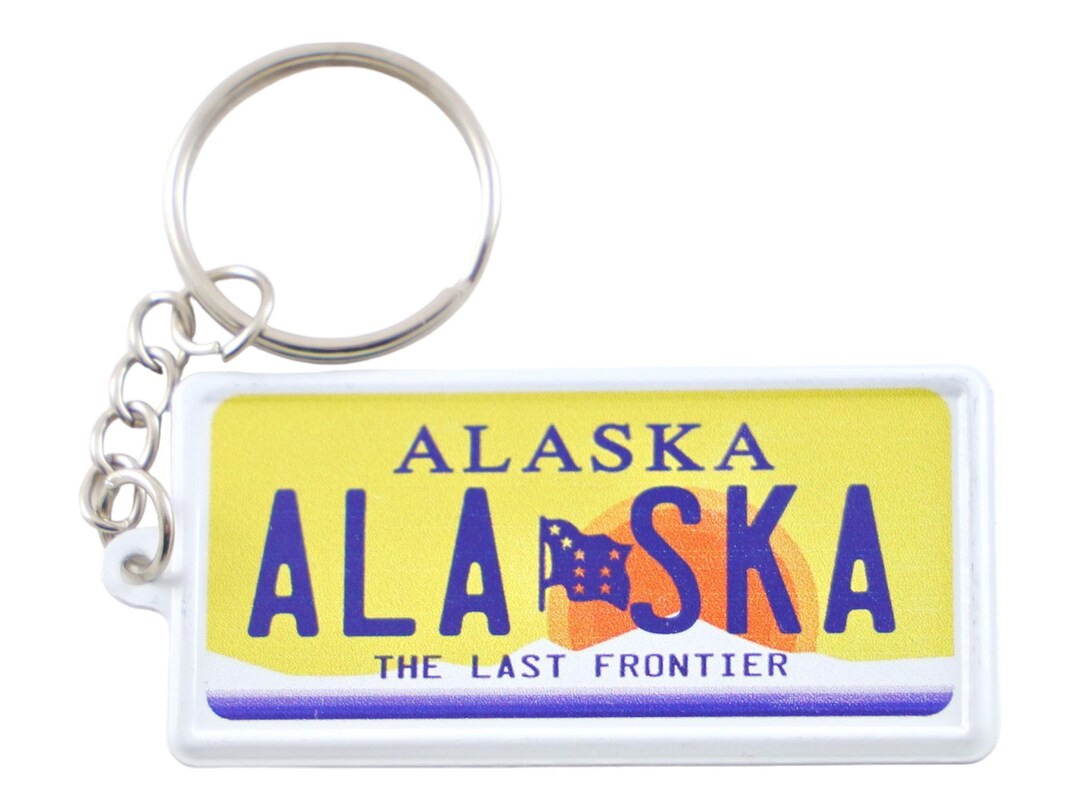Alaska License Plate Aluminum Ultra-slim Rectangular Souvenir Keychain ...