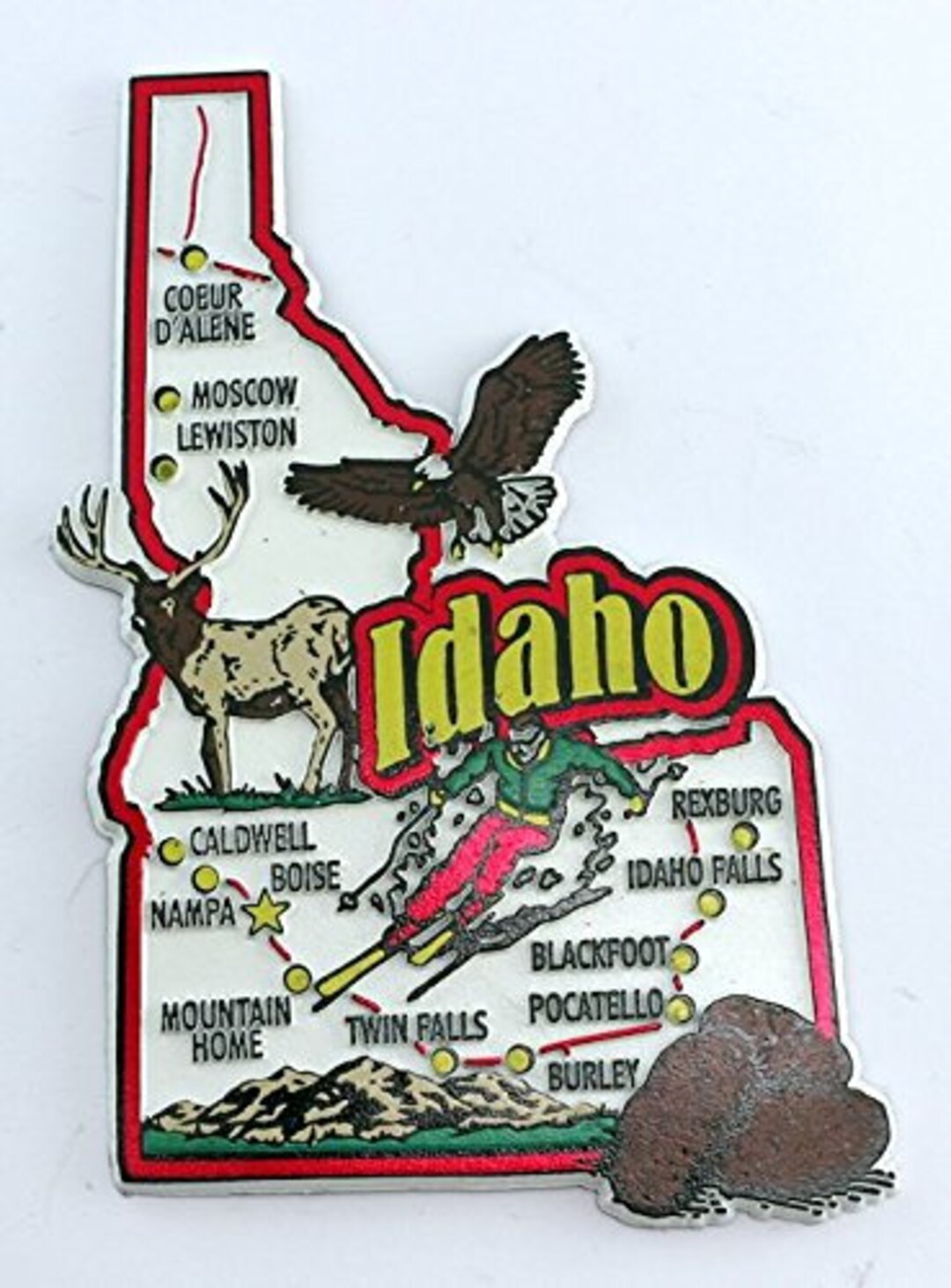 Idaho State Map and Landmarks Collage Fridge Collectible Souvenir ...