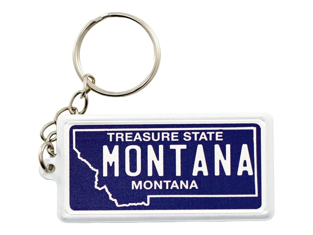 Montana License Plate Aluminum Ultra-slim Rectangular Souvenir Keychain ...