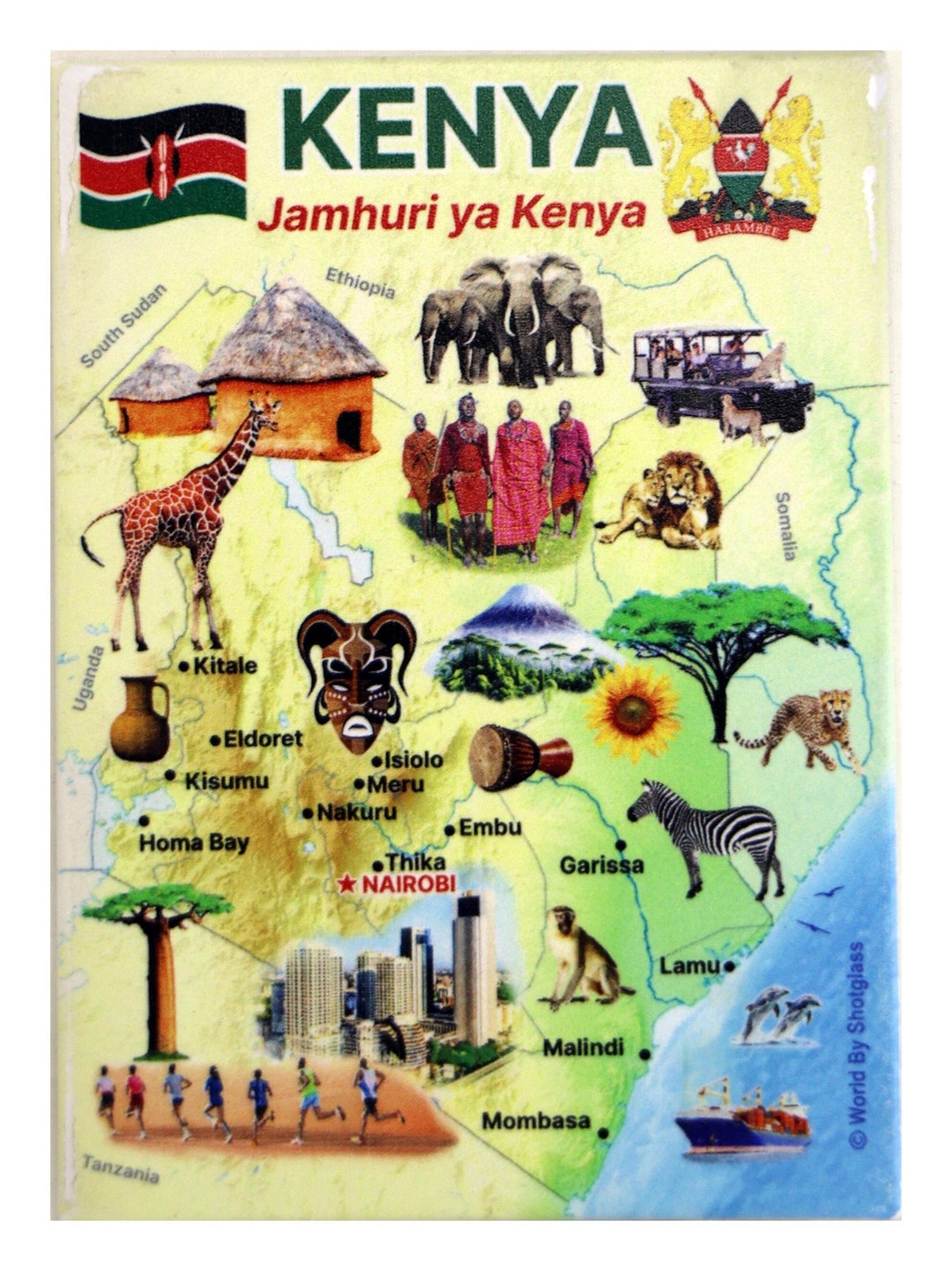Kenya Graphic Map and Attractions Souvenir Fridge Magnet 2.5 X 3.5 - Etsy