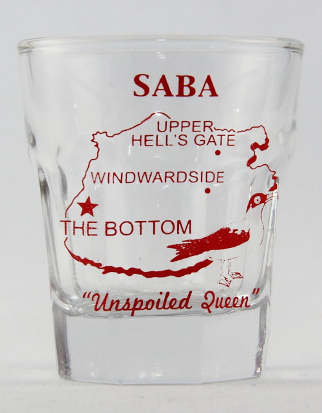 Saba Caribbean Vintage Map Outline Shot Glass - Etsy
