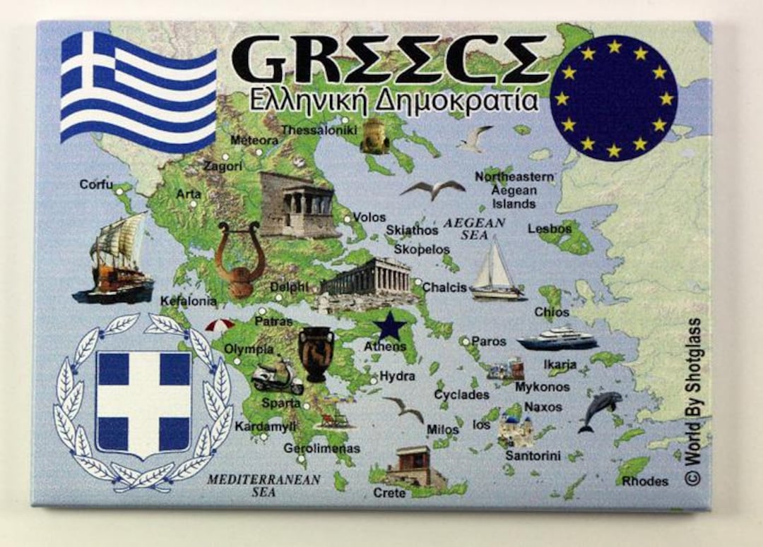 Greece EU Series Souvenir Fridge Magnet 2.5 Inches X 3.5 Inches - Etsy