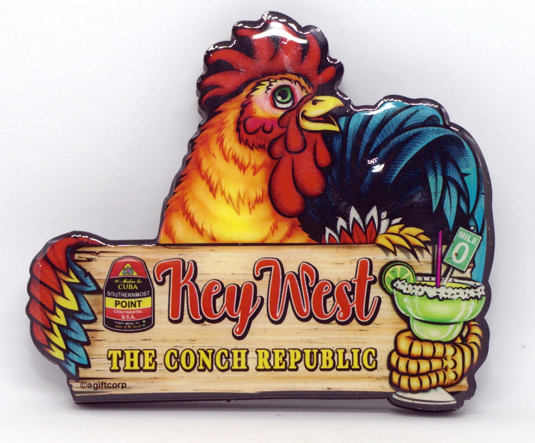 Key West Florida Rooster Sign Mdf Magnet 3" X 3.5 - Etsy