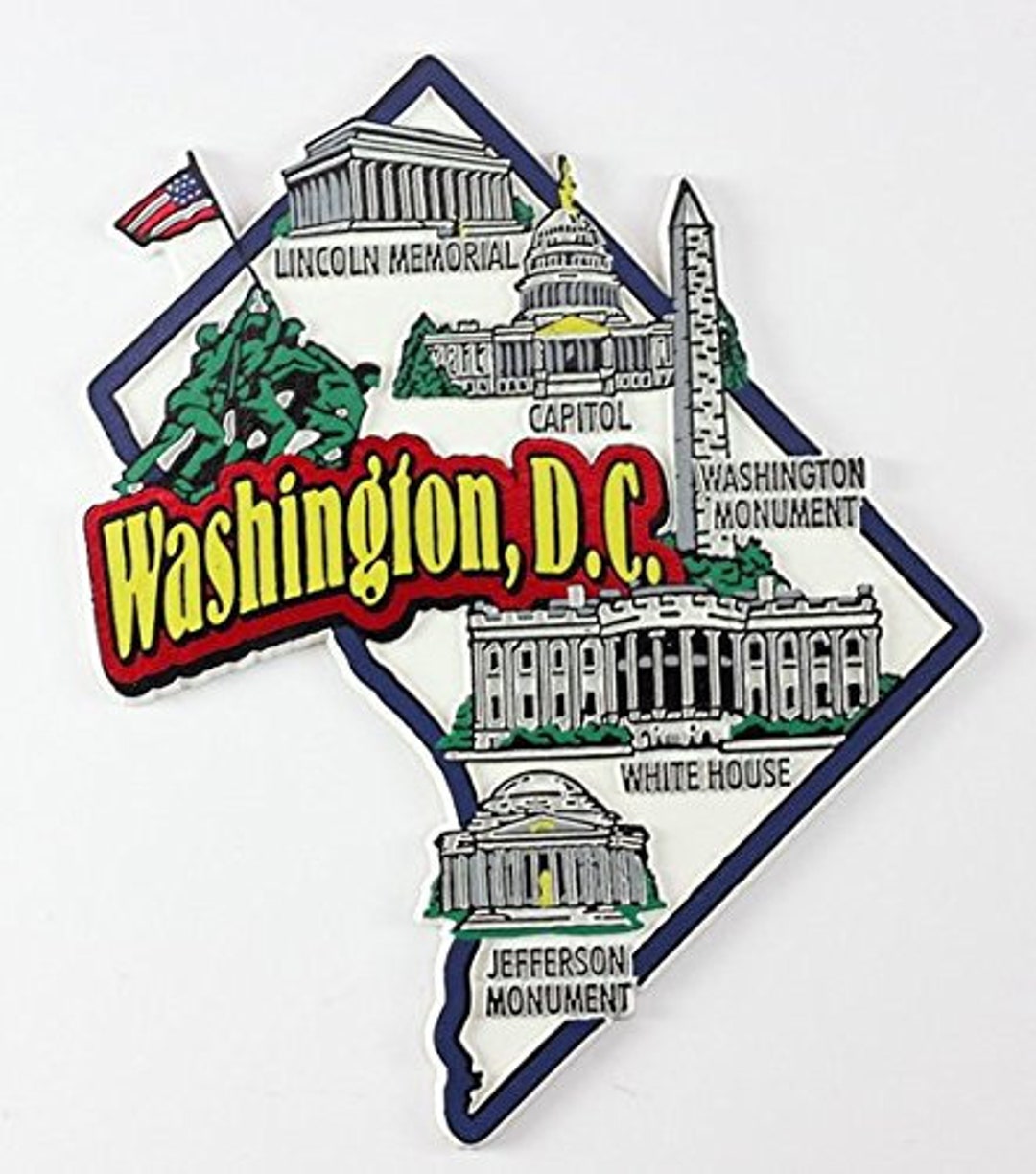 Washington DC State Map and Landmarks Collage Fridge Collectible ...