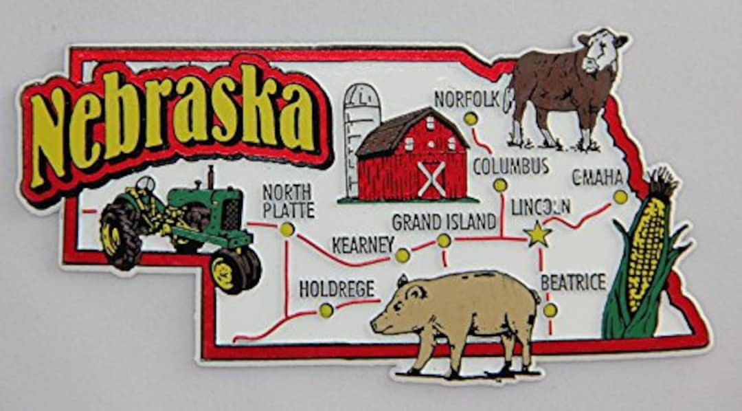 Nebraska State Map and Landmarks Collage Magnet - Etsy