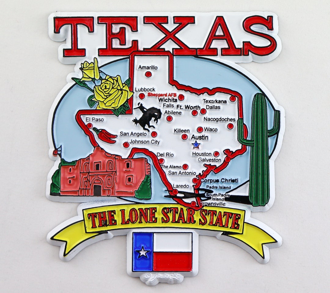 Texas State Elements Map Fridge Collectible Souvenir Magnet - Etsy
