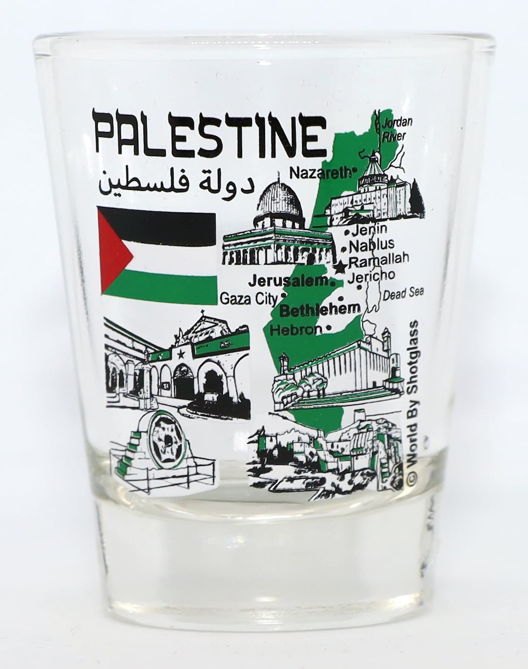 Palestine Landmarks and Icons Collage Shot Glass - Etsy