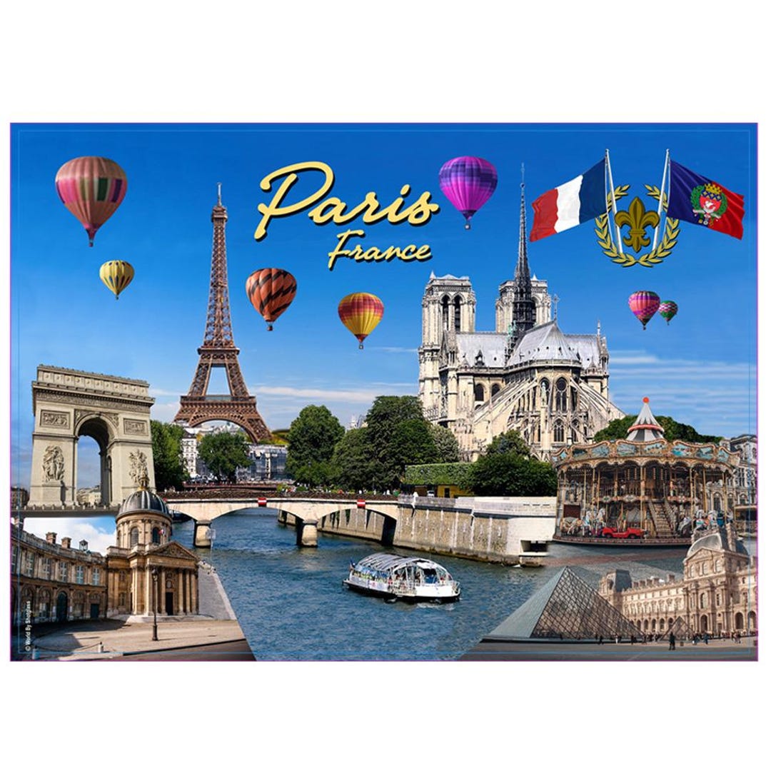 Paris France Landmarks and Icons Collage Jigsaw Puzzle 500 Pcs (21" X ...