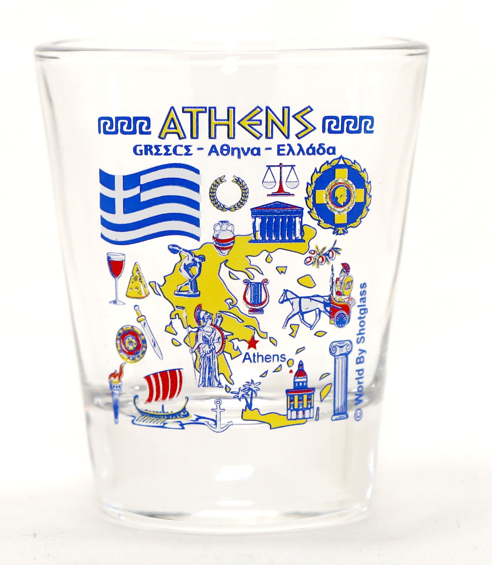 Athens Greece Landmarks and Icons Collage Shot Glass - Etsy