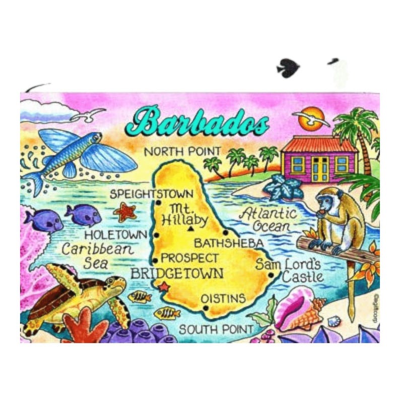 Barbados Map Collectible Souvenir Playing Cards - Etsy