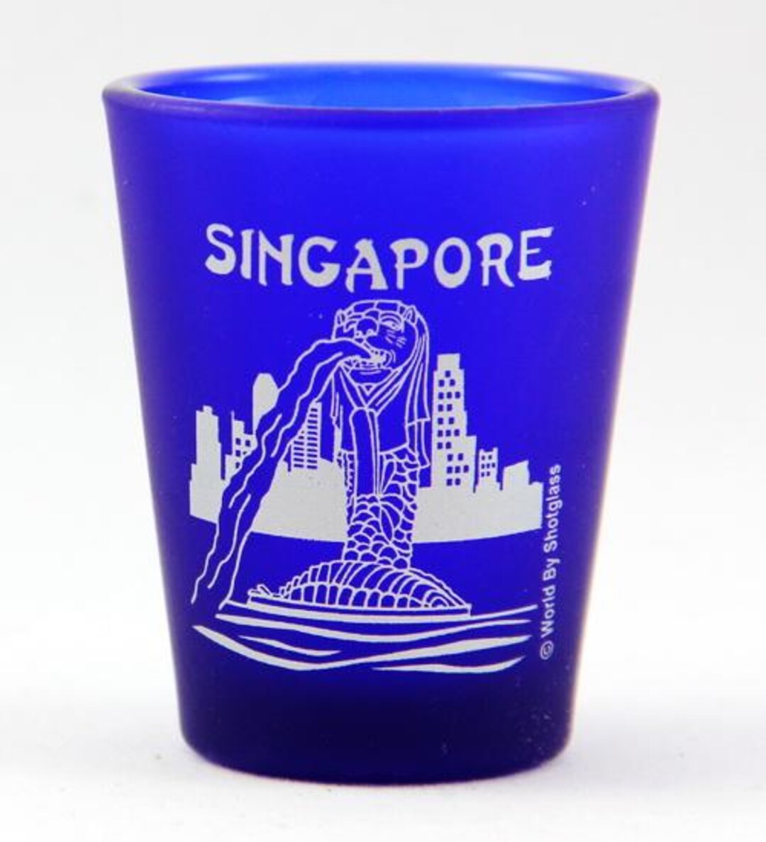 Singapore Merlion Fountain Cobalt Blue Frosted Shot Glass - Etsy