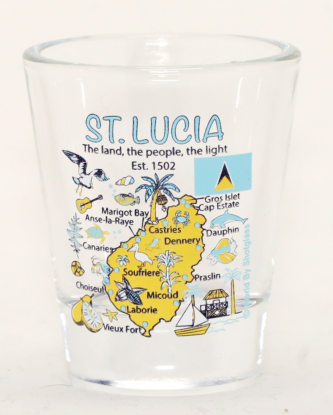 St. Lucia Landmarks and Icons Collage Shot Glass - Etsy