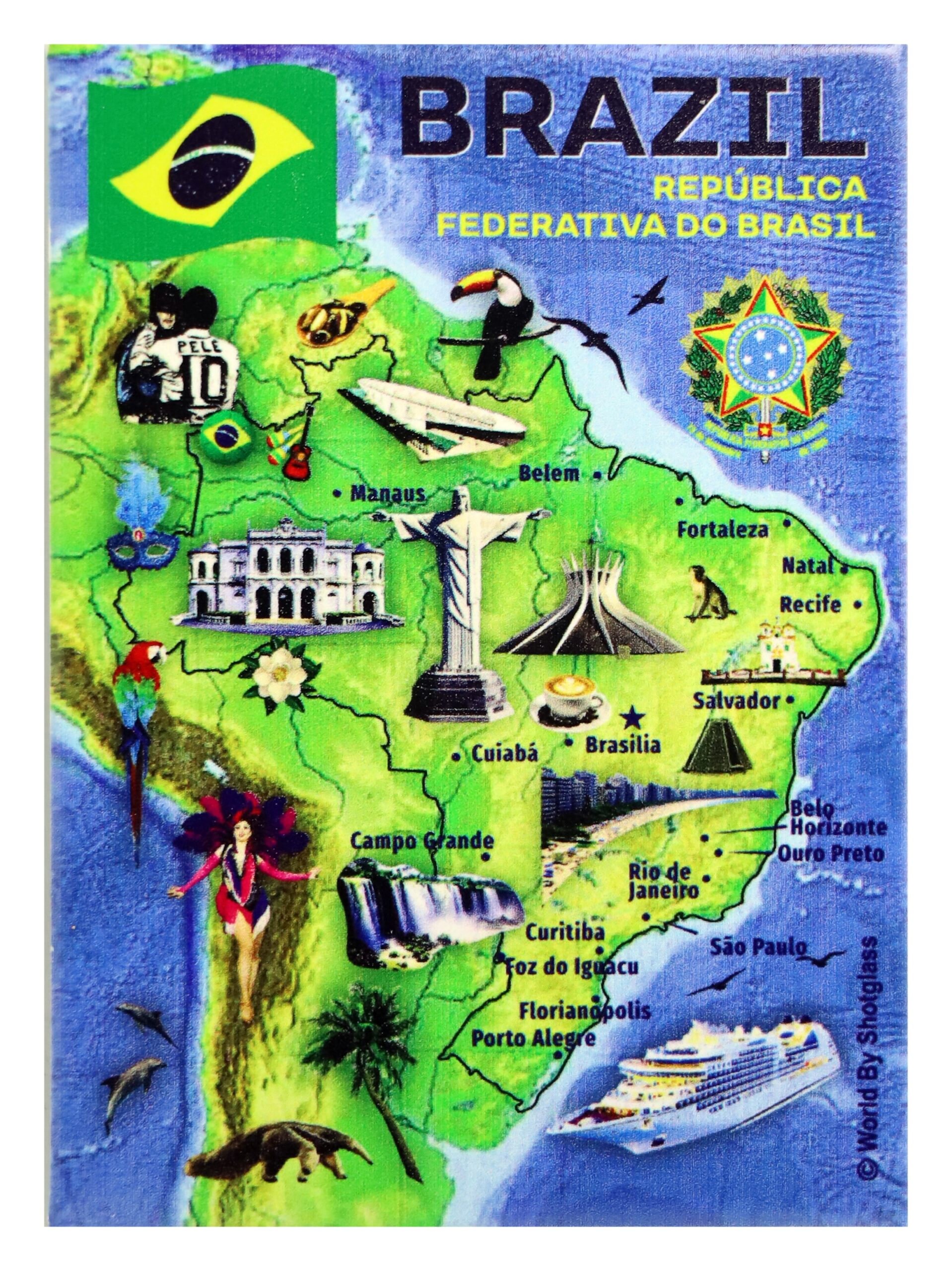 Brazil Graphic Map and Attractions Souvenir Fridge Magnet 2.5 X 3.5 - Etsy