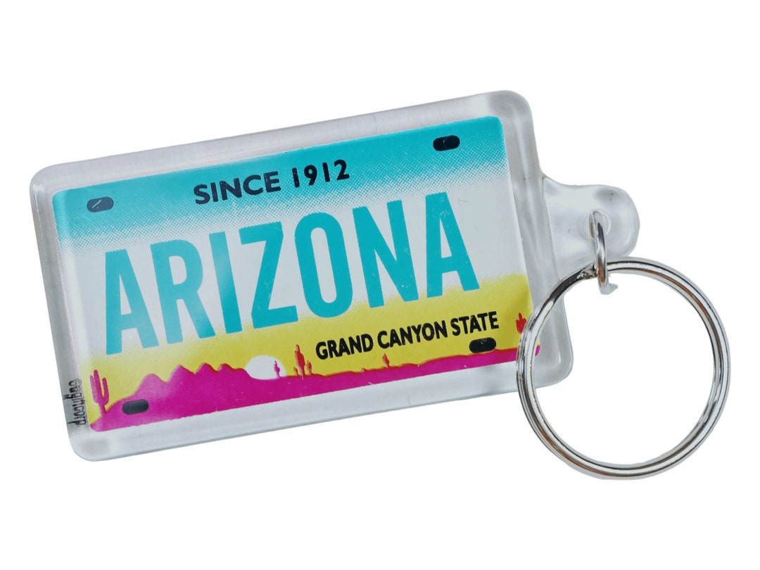 Arizona State License Plate Acrylic Rectangular Souvenir Keychain 2.5 ...
