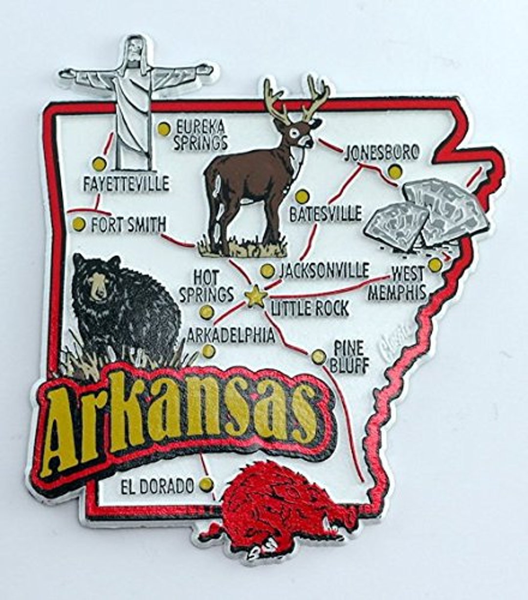 Arkansas State Map and Landmarks Collage Magnet - Etsy
