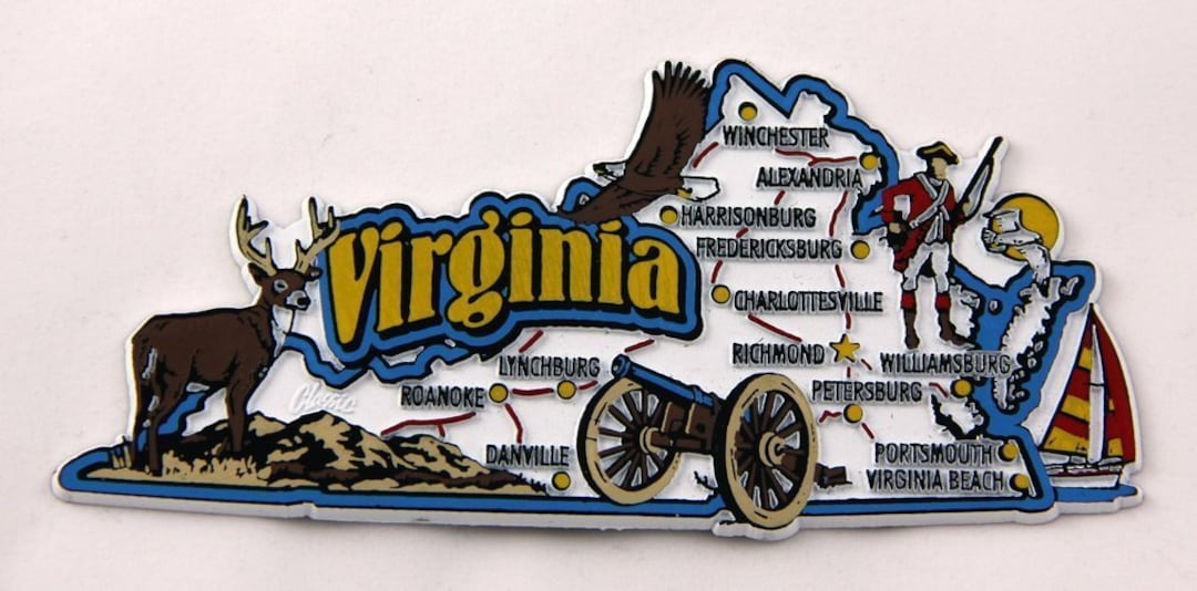 Virginia State Map and Landmarks Collage Magnet - Etsy