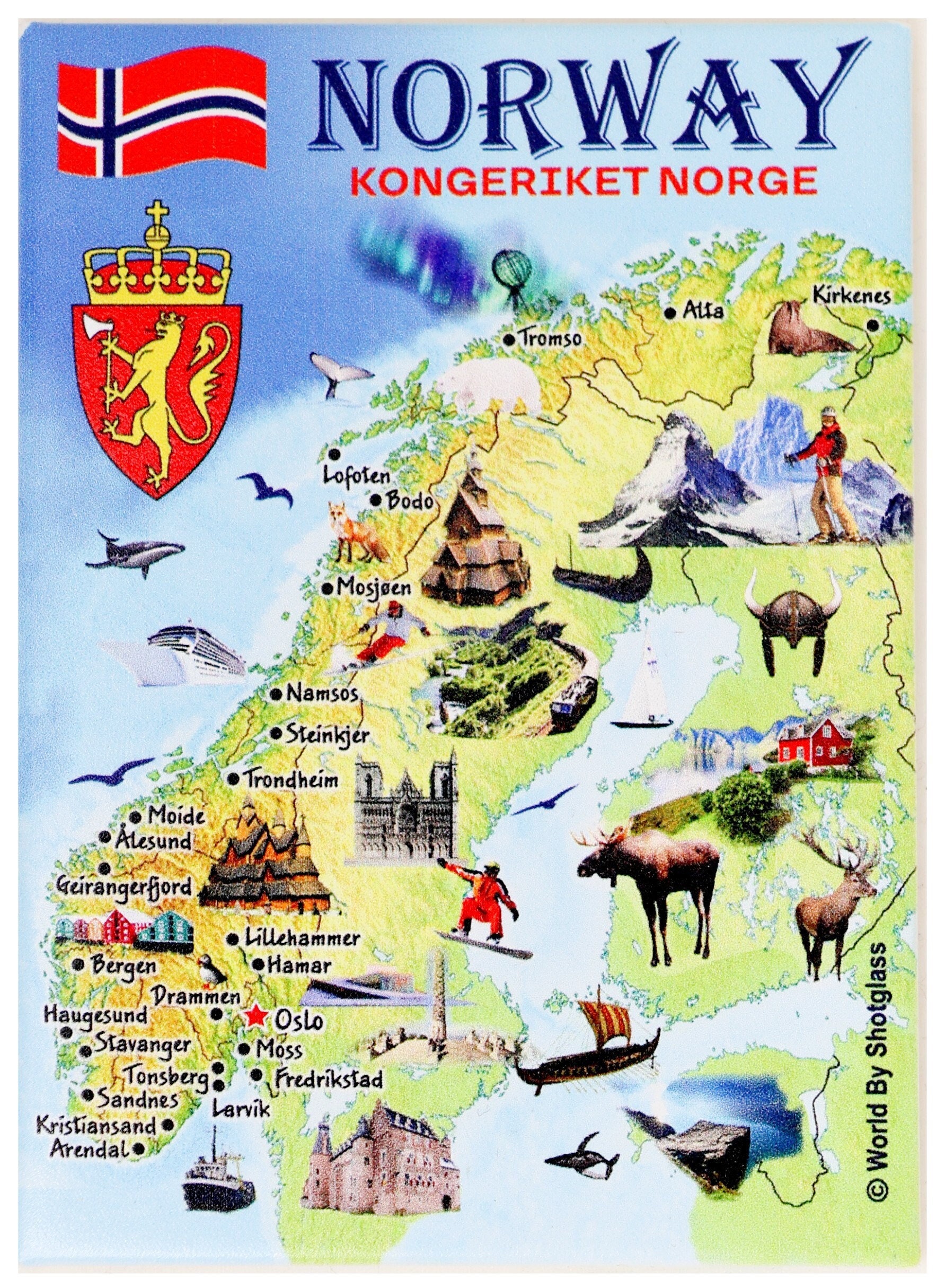 Norway Graphic Map and Attractions Souvenir Fridge Magnet 2.5 X 3.5 - Etsy