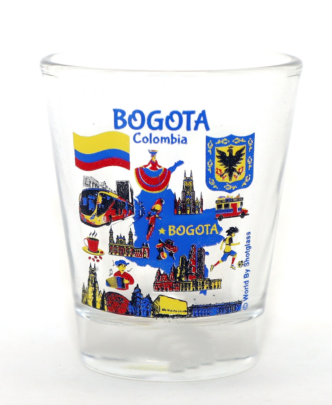 Bogota Colombia Landmarks and Icons Collage Shot Glass - Etsy