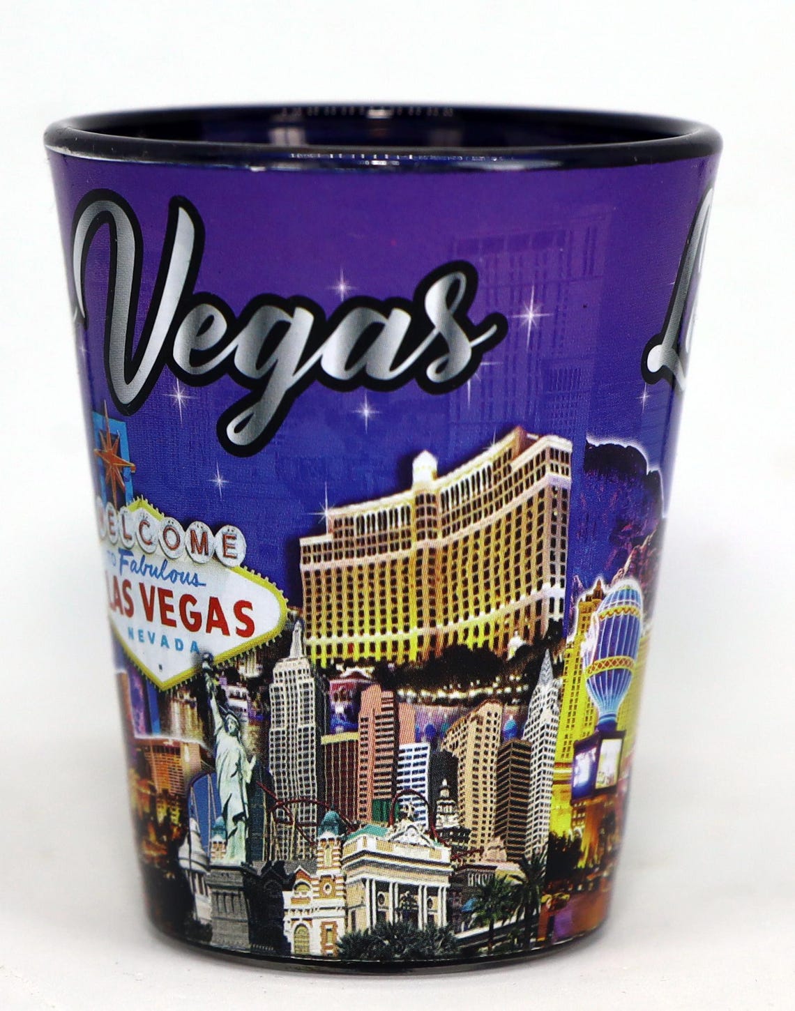 Las Vegas Nevada Blue Silver Skyline Inside Purple Outside Shot Glass ...