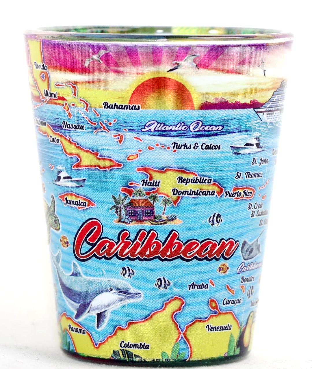 Caribbean Scene in and Out Shot Glass - Etsy