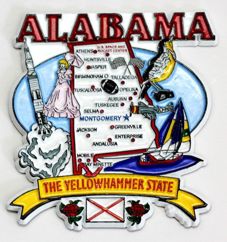 Alabama State Elements Map Fridge Collectible Souvenir Magnet - Etsy