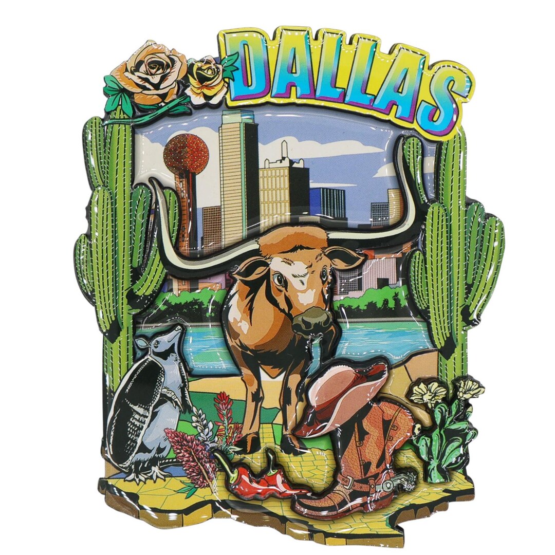 Dallas Texas Icons Wood Epoxy Magnet 3.75" X 3.25" X 0.4 - Etsy