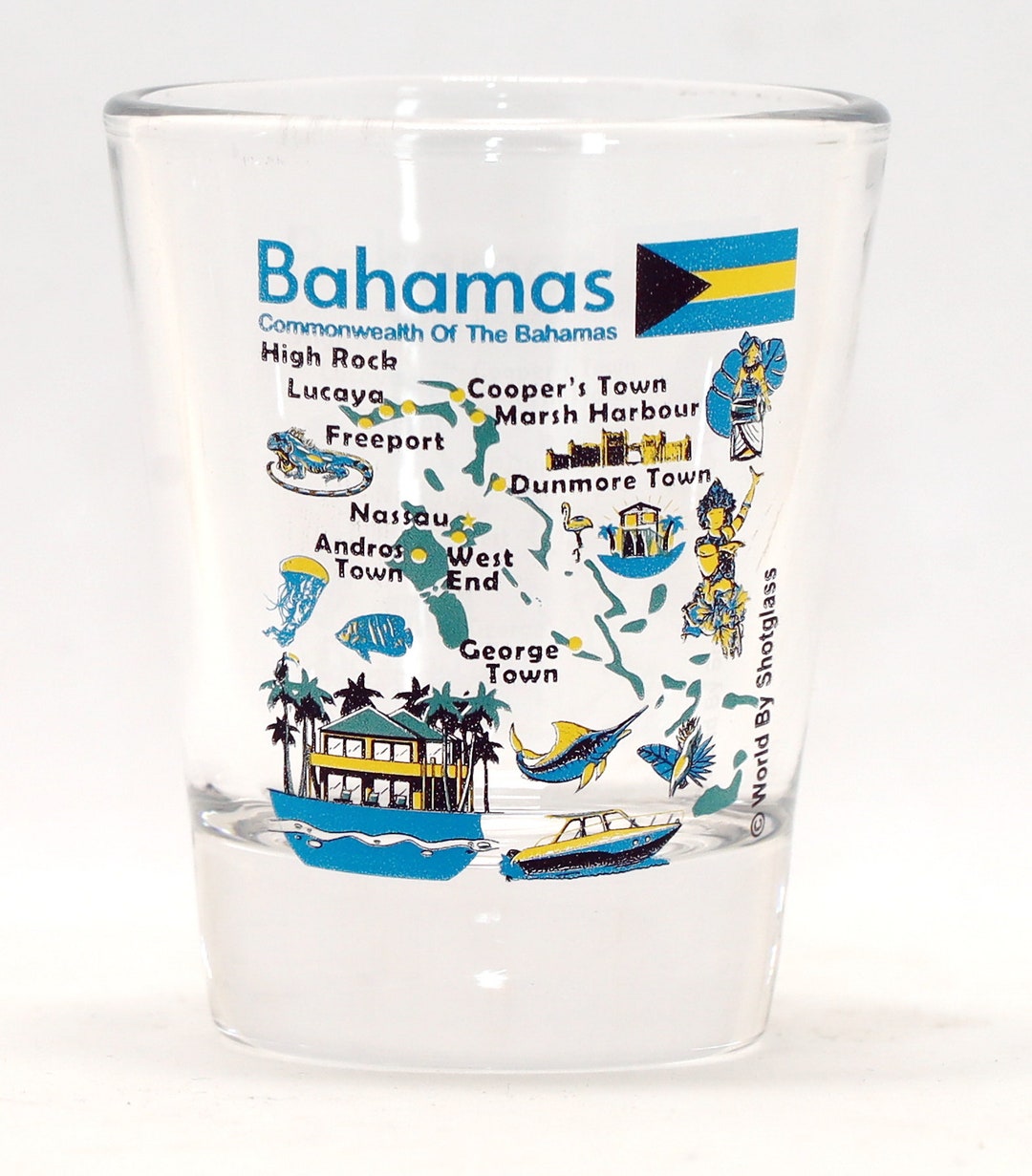 Bahamas Landmarks and Icons Collage Shot Glass - Etsy