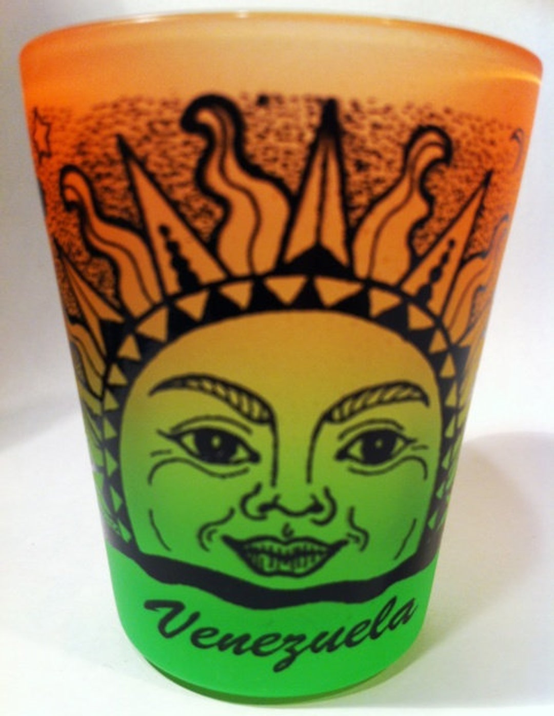 Venezuela Sun Neon Orange/neon Green Shot Glass - Etsy