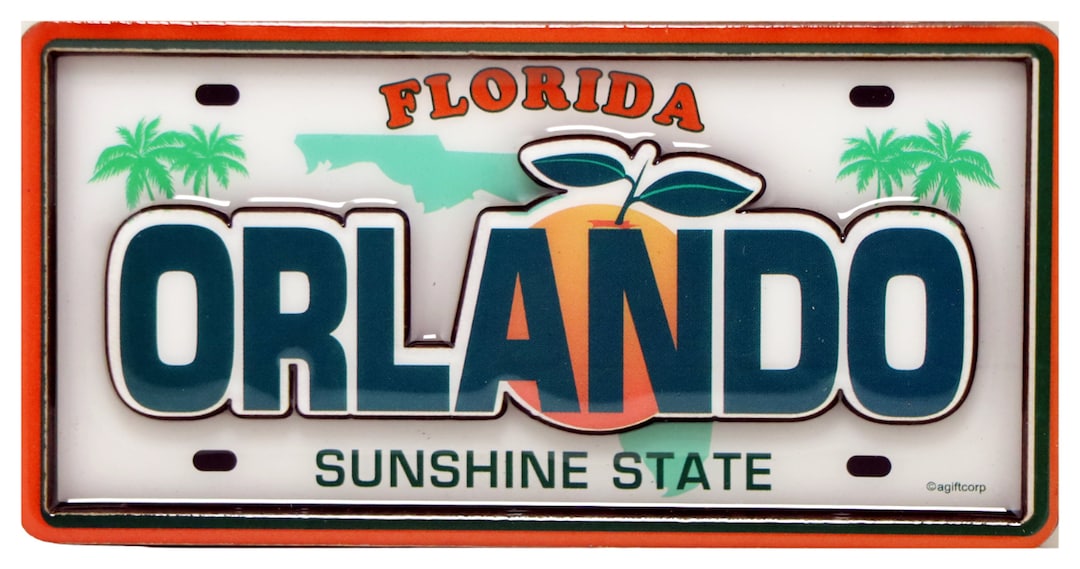 Orlando Florida License Plate Dual Layer MDF Magnet Newdesign 2" X 4 ...