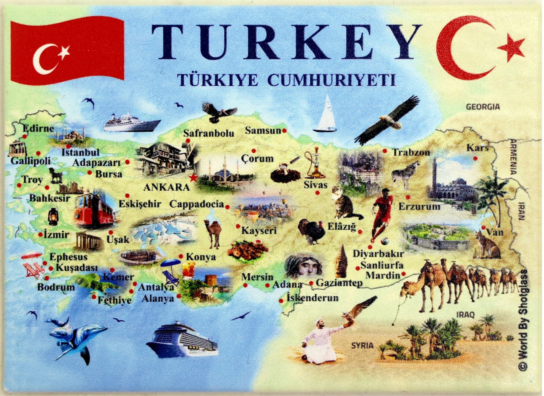 Turkey Graphic Map and Attractions Souvenir Fridge Magnet 2.5 X 3.5 - Etsy