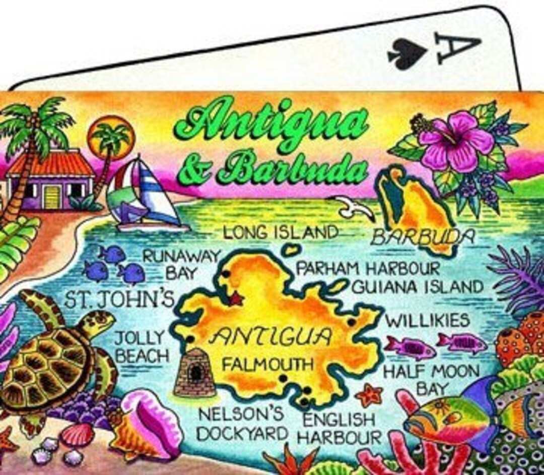 Antigua & Barbuda Map Collectible Souvenir Playing Cards - Etsy