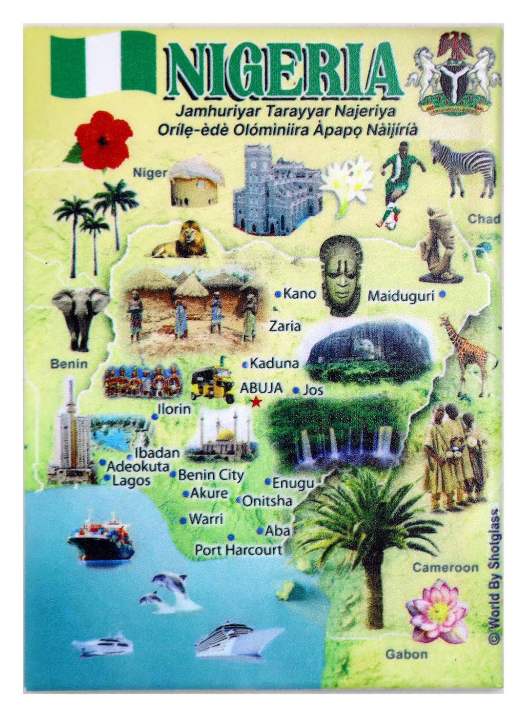 Nigeria Graphic Map and Attractions Souvenir Fridge Magnet 2.5 X 3.5 - Etsy