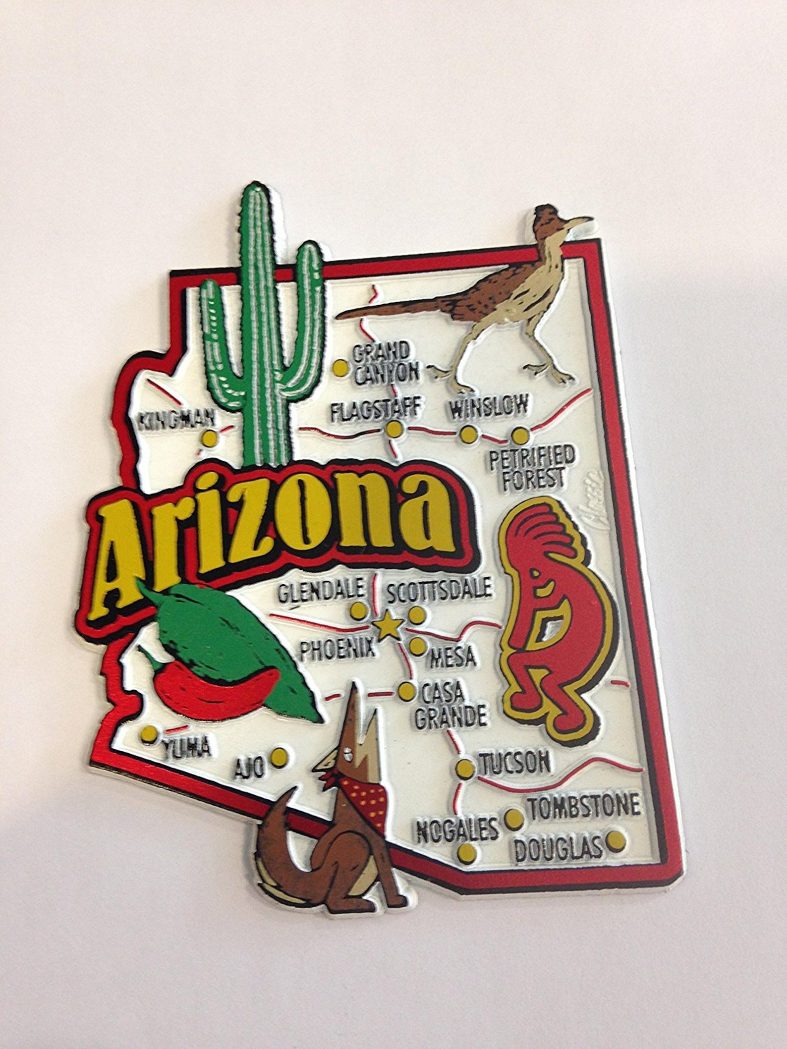 Arizona State Map and Landmarks Collage Fridge Collectible - Etsy