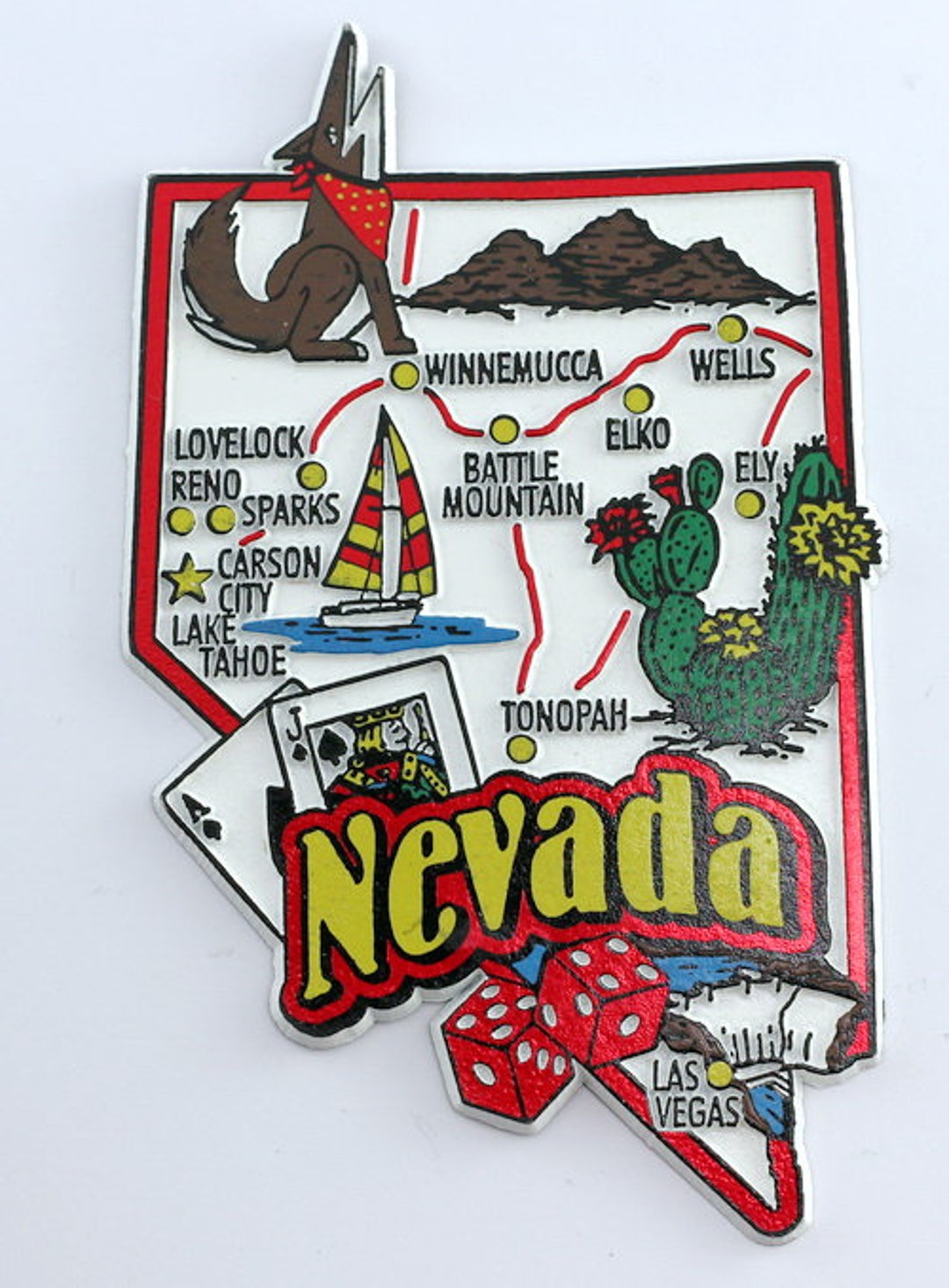 Nevada State Map and Landmarks Collage Fridge Collectible Souvenir ...