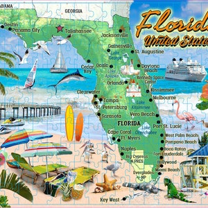 Florida Map Giant Game Puzzle 500 Pcs - Etsy