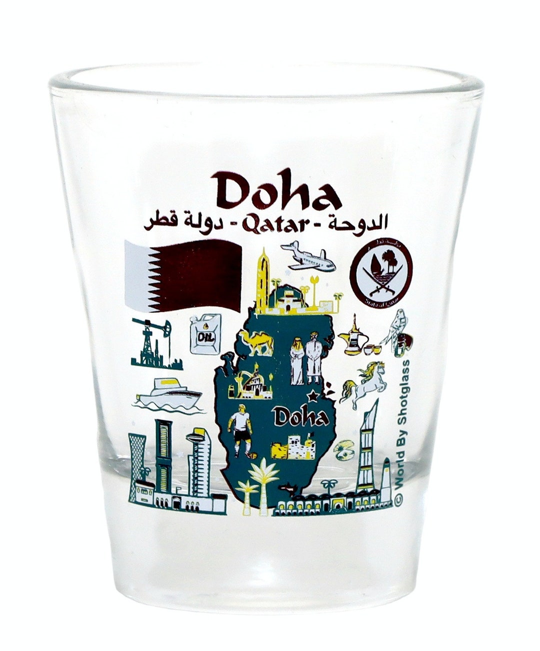 Doha Qatar Landmarks and Icons Collage Shot Glass - Etsy