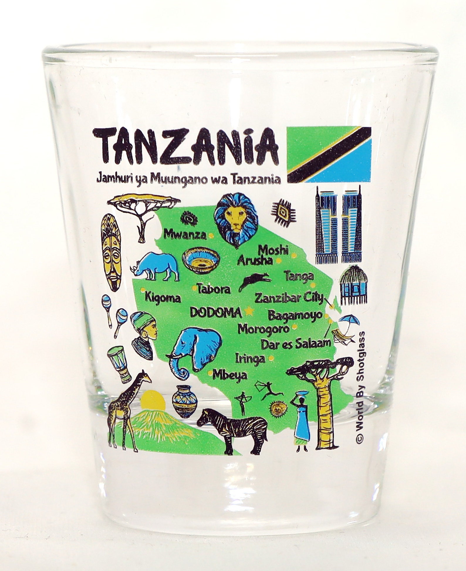 Tanzania Landmarks and Icons Collage Shot Glass - Etsy