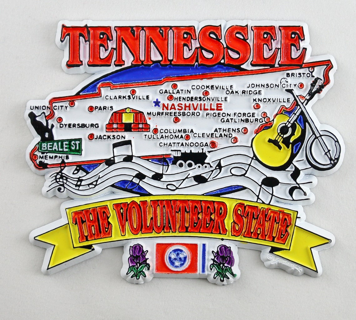 Tennessee State Elements Map Fridge Collectible Souvenir Magnet - Etsy