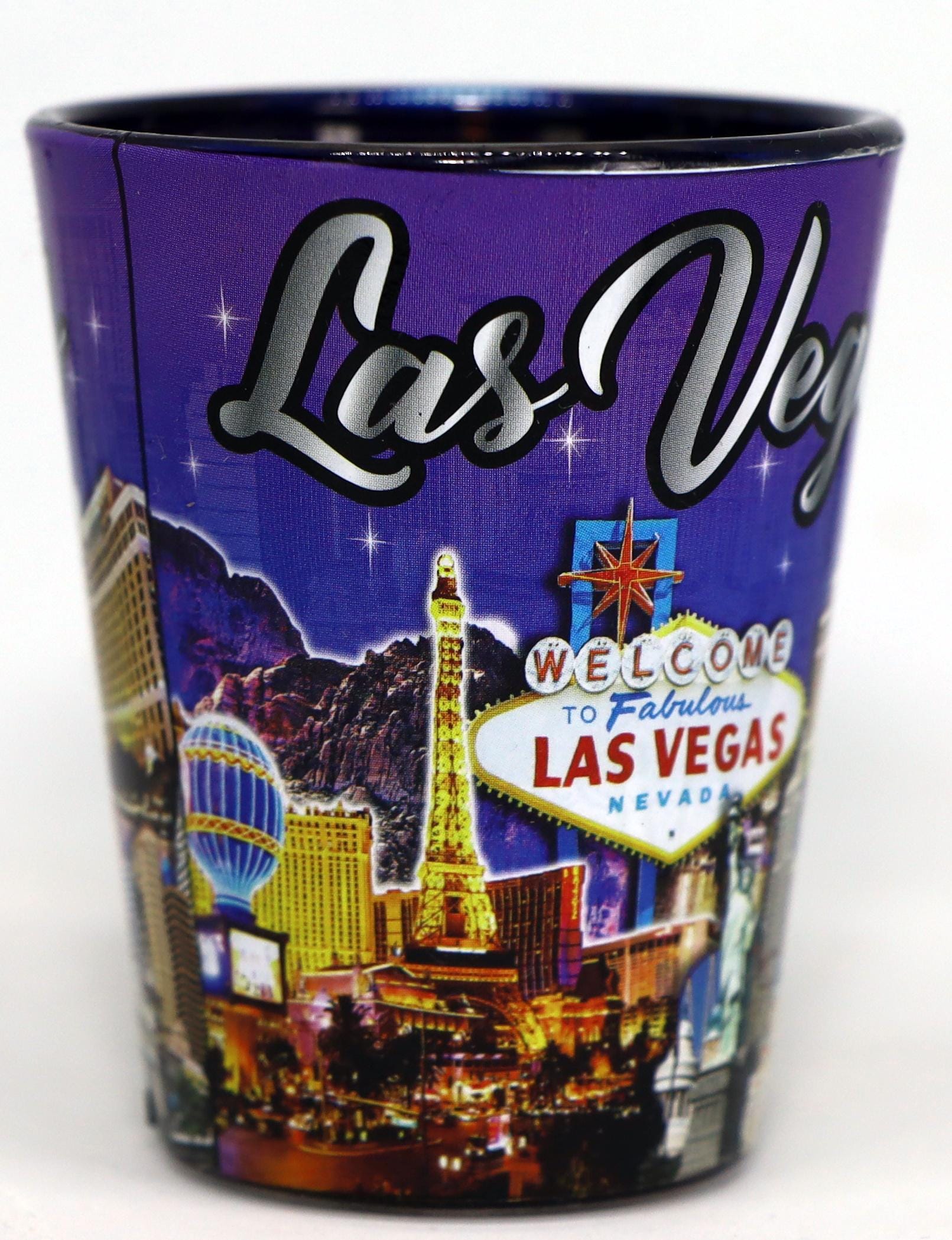 Las Vegas Nevada Blue Silver Skyline Inside Purple Outside Shot Glass ...