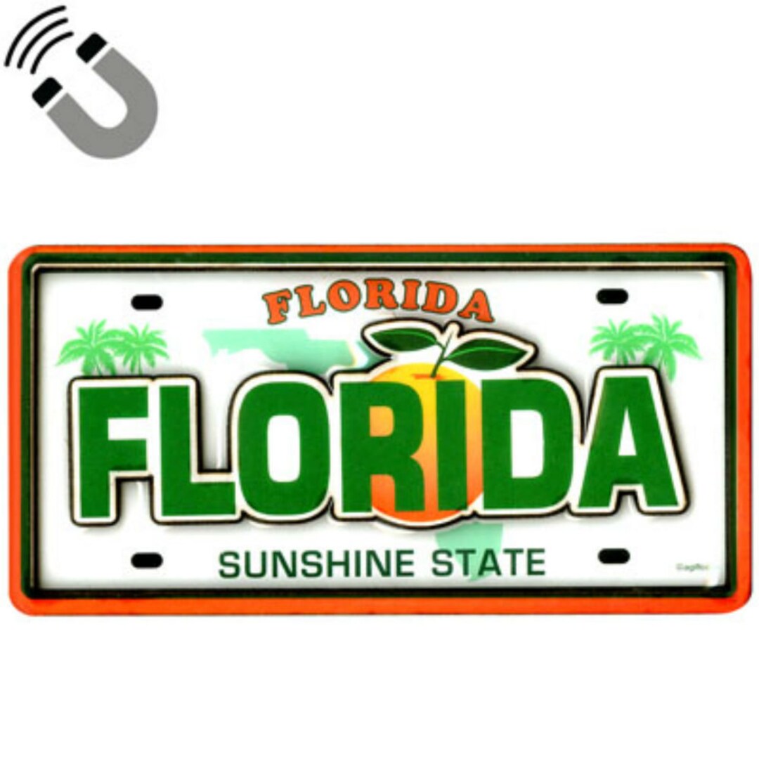 Florida License Plate Dual Layer Mdf Magnet 2" X 4.5 - Etsy
