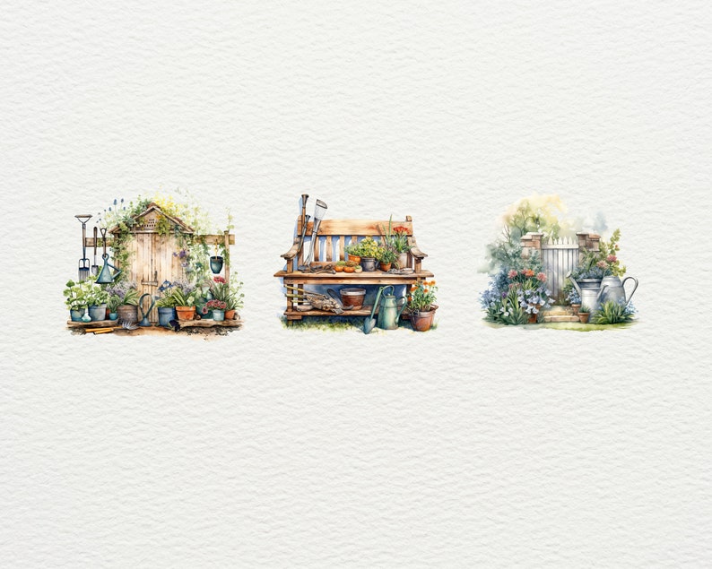 Watercolor Gardening Clipart Bundle, Spring Garden Clipart Pack ...