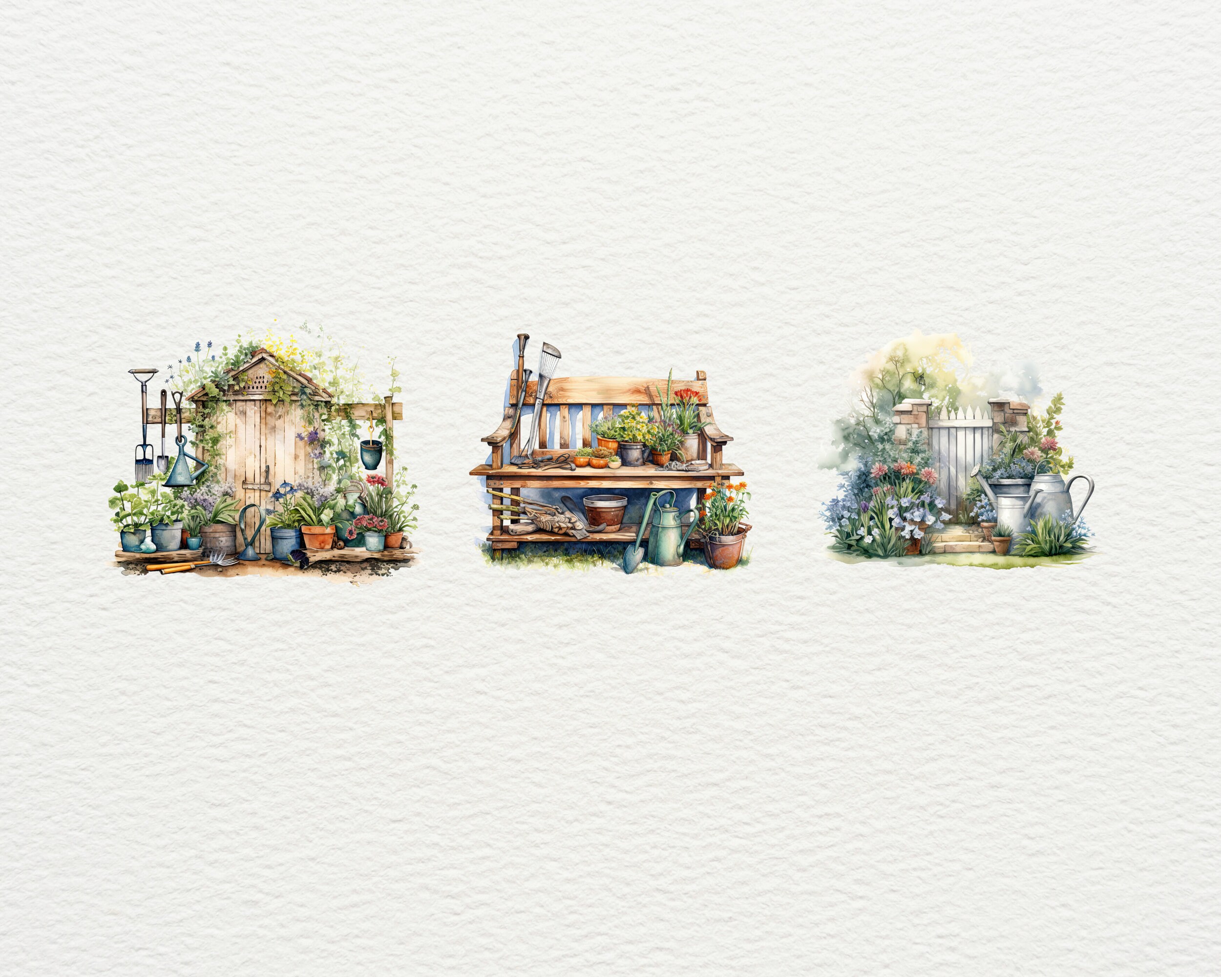 Watercolor Gardening Clipart Bundle, Spring Garden Clipart Pack ...