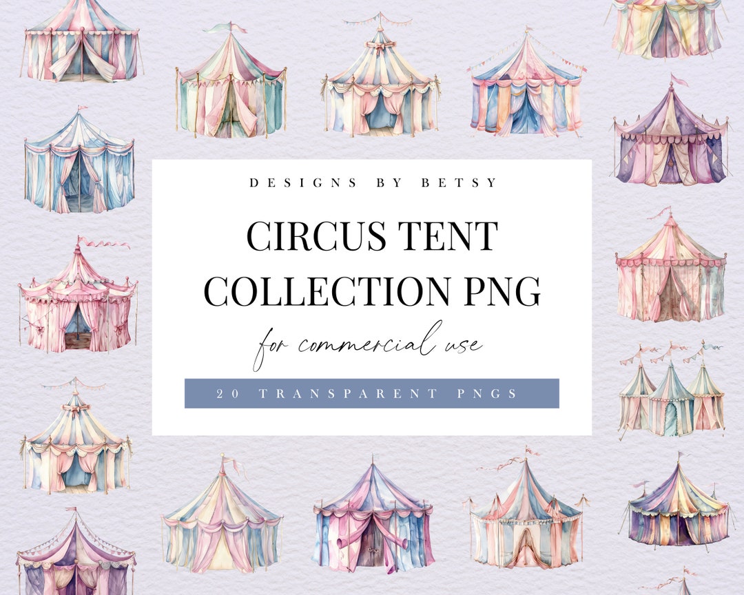 Watercolor Pastel Circus Tent, Candy Carnival Tent PNG, Circus Tent ...