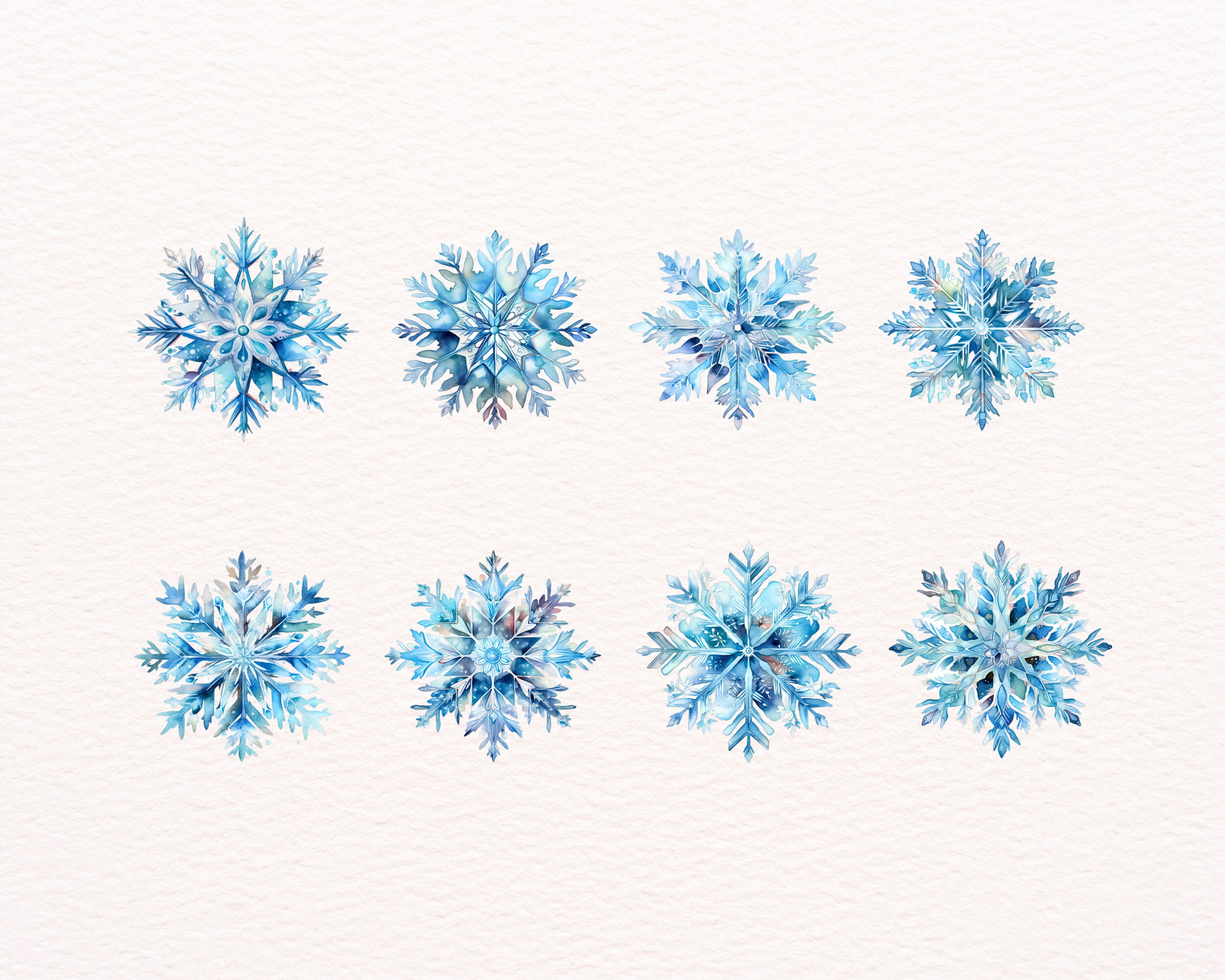 Watercolor Snowflakes Clipart Bundle, White Snowflake Clipart Pack ...