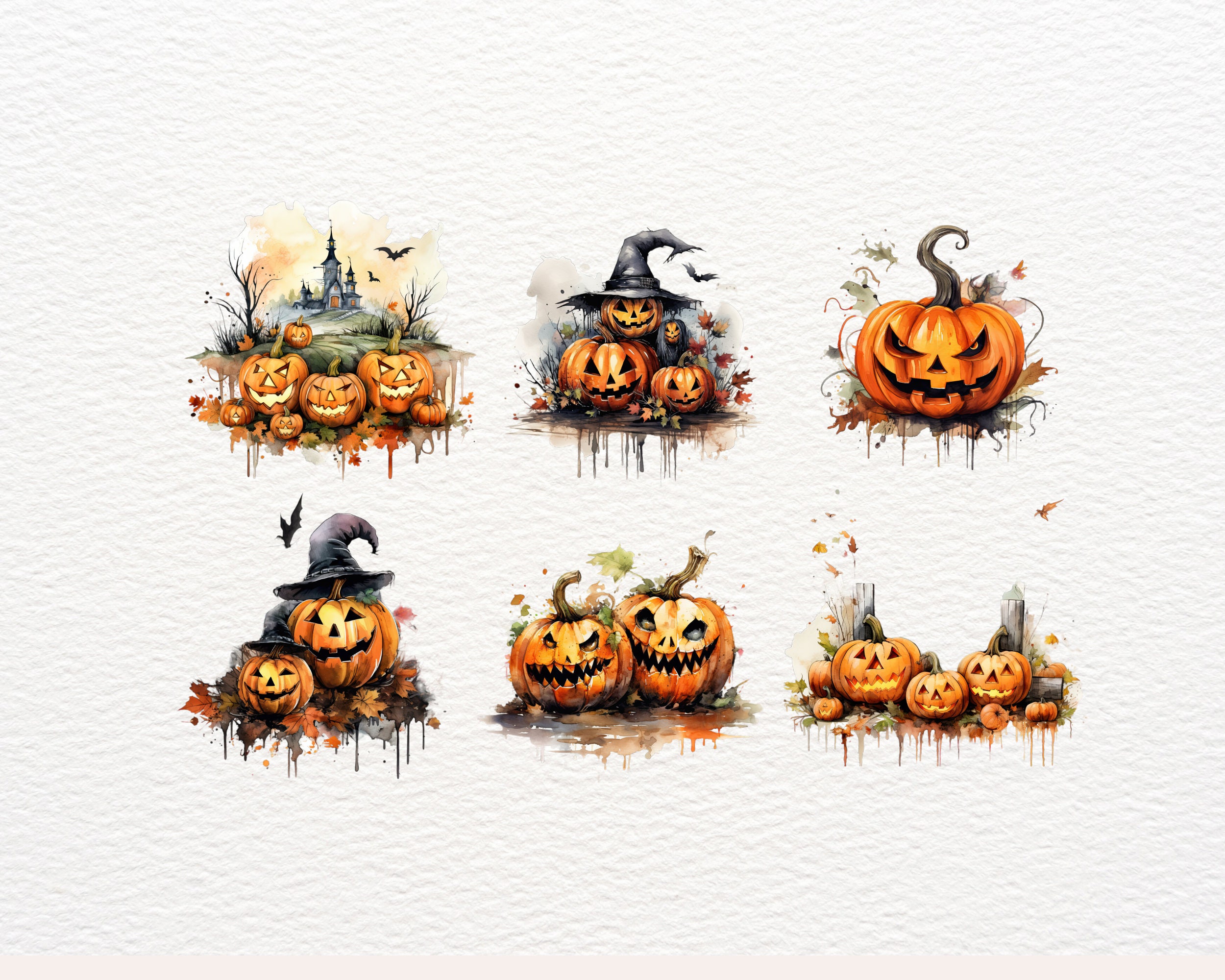 Watercolor Jack Olantern Clipart Bundle, Jack Olanterns Clipart Pack ...