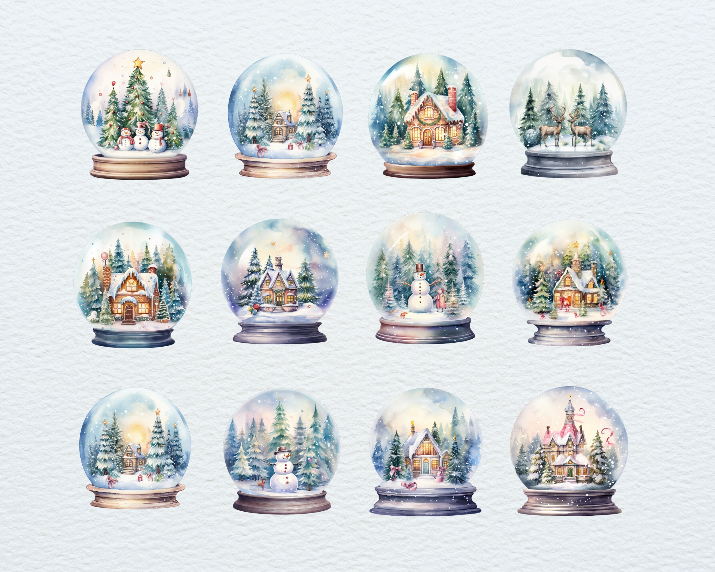 Watercolor Snowglobe Clipart Bundle, Winter Snowglobe Clipart Pack ...