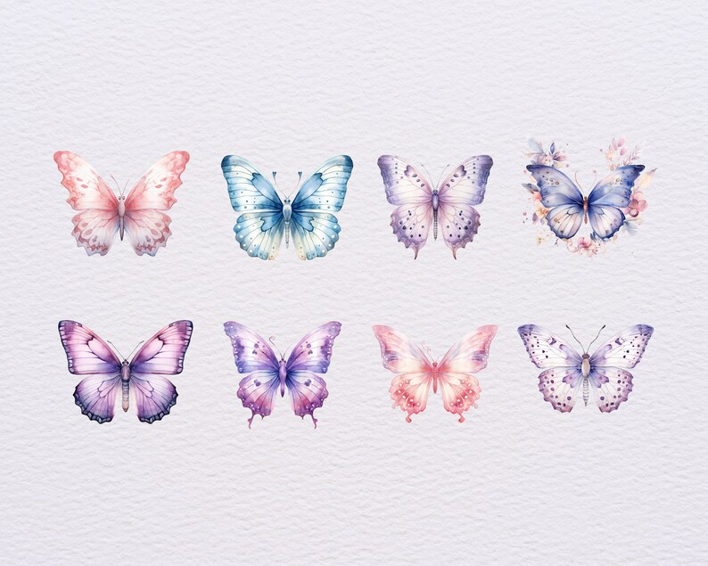 Watercolor Pastel Butterflies Clipart Bundle, Spring Butterflies ...