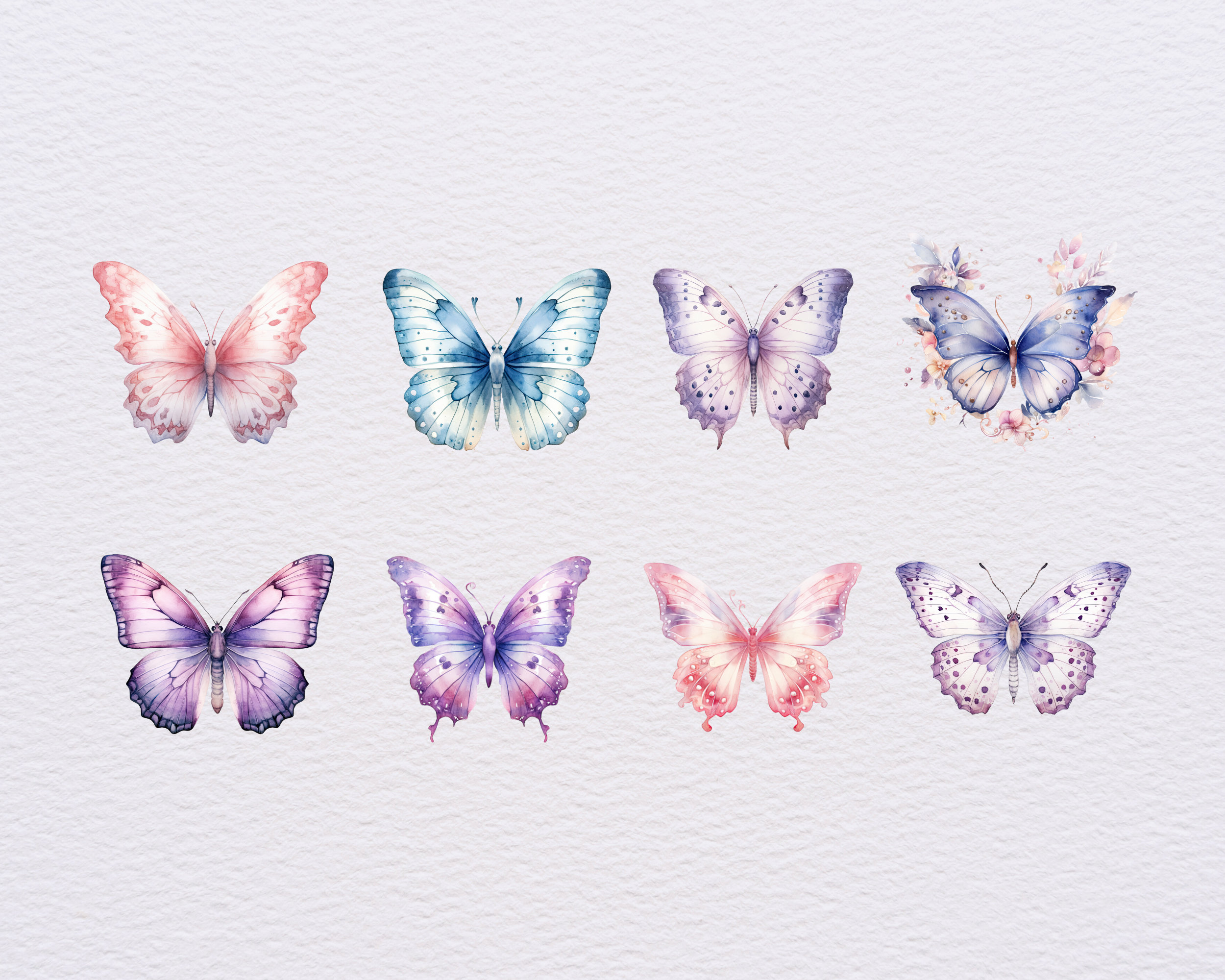 Watercolor Pastel Butterflies Clipart Bundle, Spring Butterflies ...