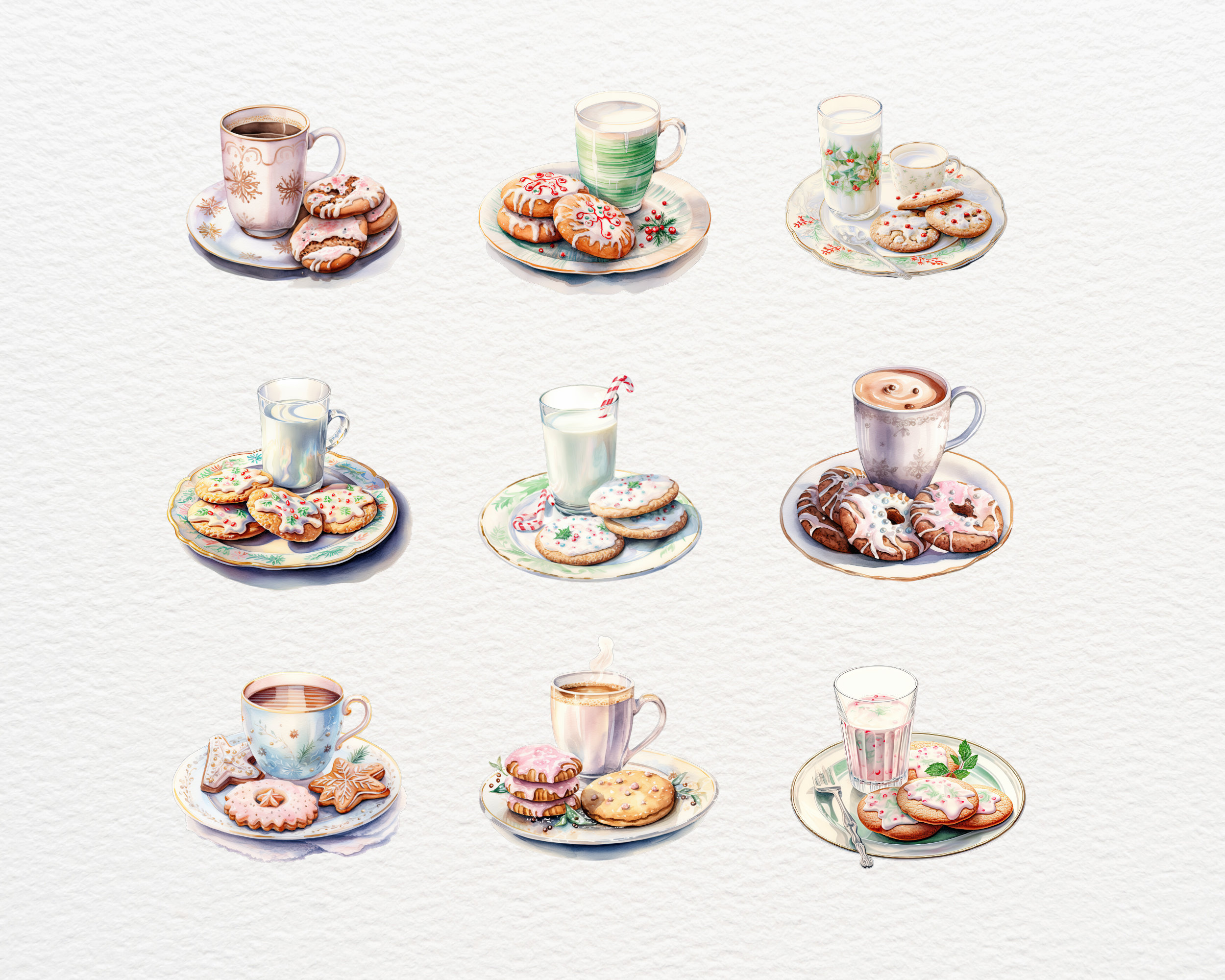 Watercolor Milk and Cookies Clipart Bundle, Festive Cookies Clipart ...